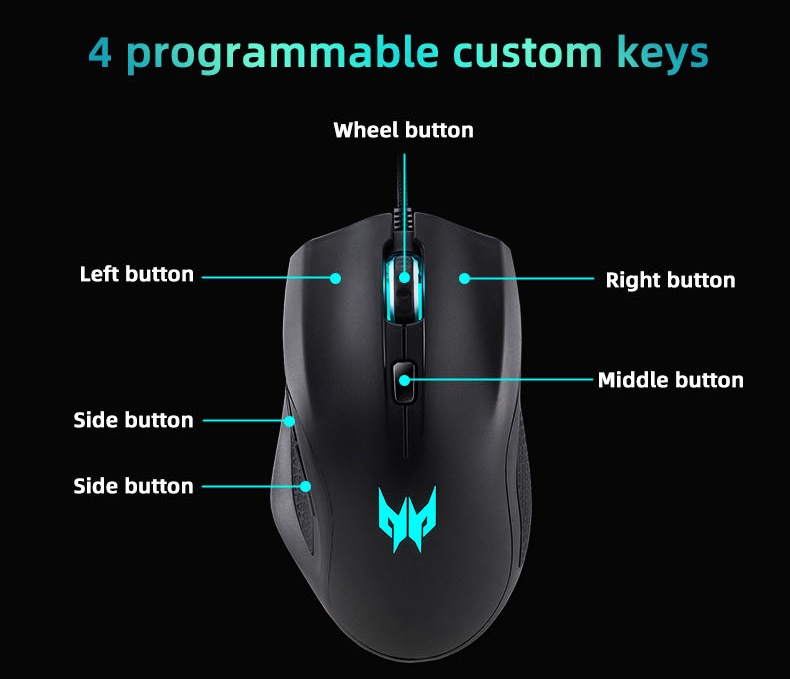 Acer predator Cestus 320 game mouse RGB lighting programmable button ...