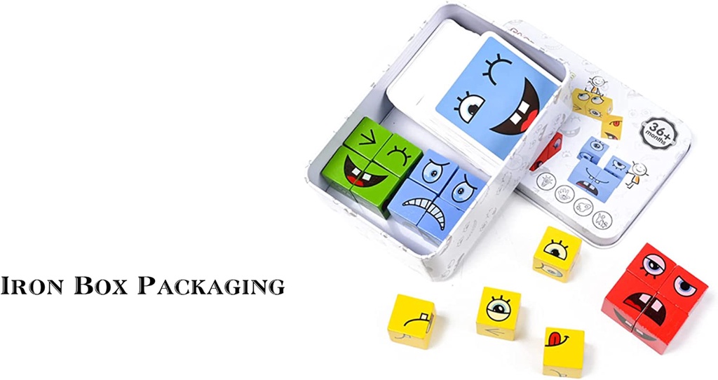 Expression Puzzle Building Cubes Wooden Face-Changing Magic Cube ...
