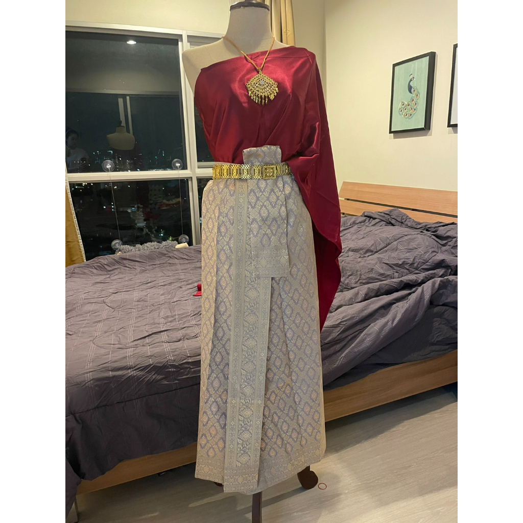 Thai Dress Lady Face Bag + Sabai Ready To Wear In Red | Shopee Philippines