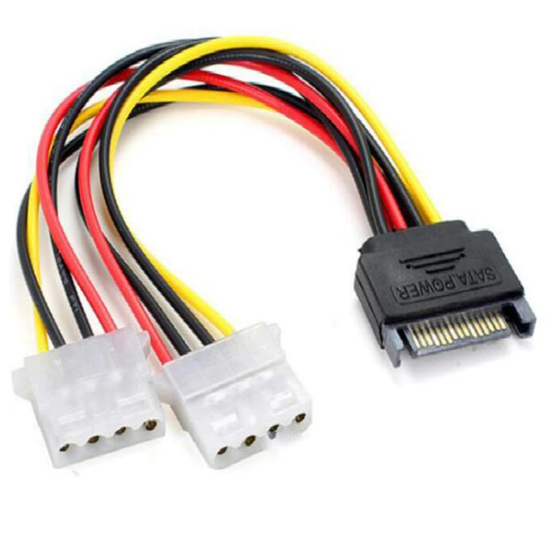 sata to ide Power Adapter Cable (15Pin Male Double 4 Pin Molex Female ...