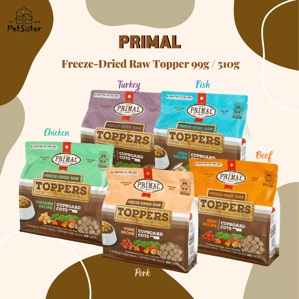 Primal Freeze-Dried Raw Toppers Dog Food 99g/510g Organic Premium Grade ...