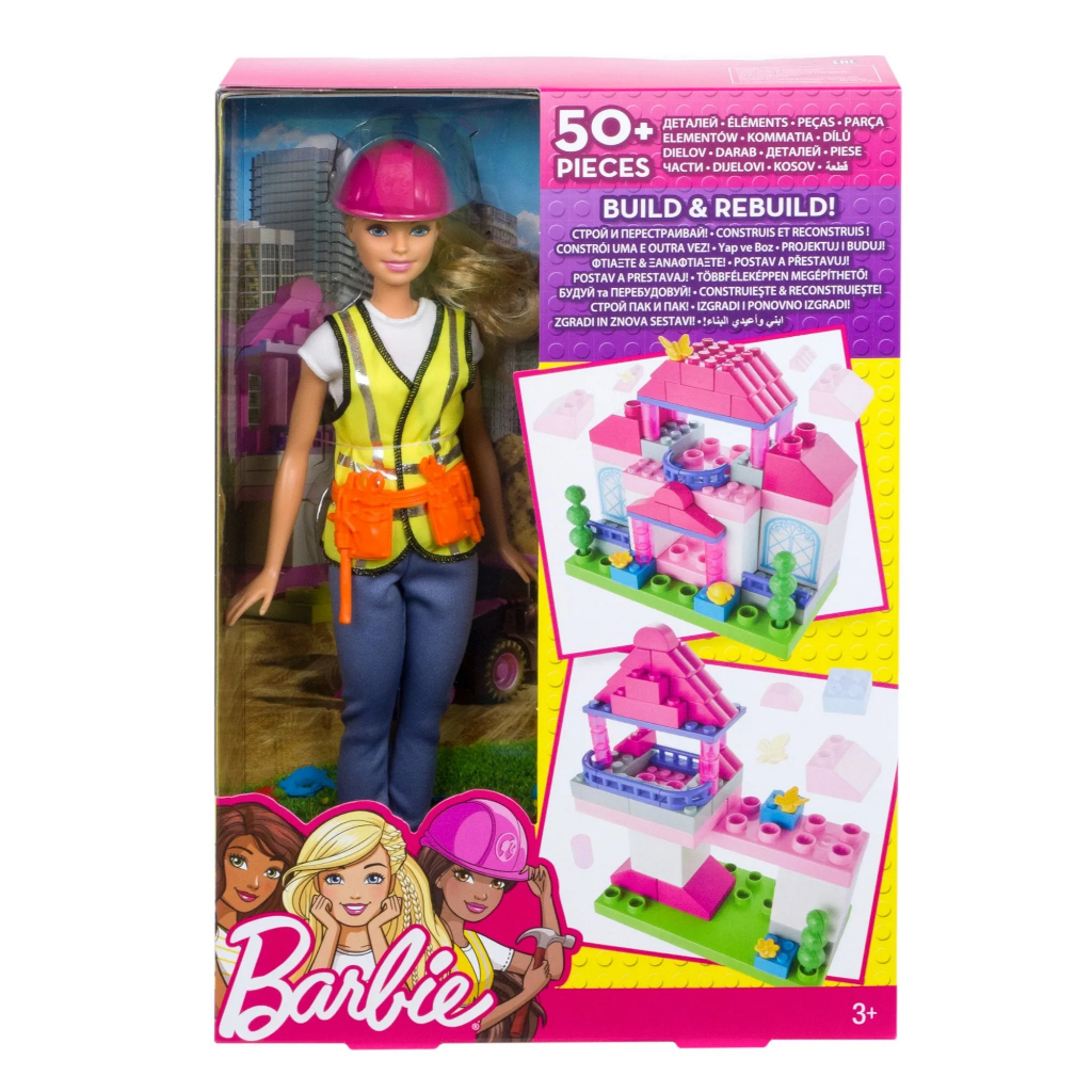 Barbie Builder Doll with Playset(Barbie x Mini Mega Bloks) with ...