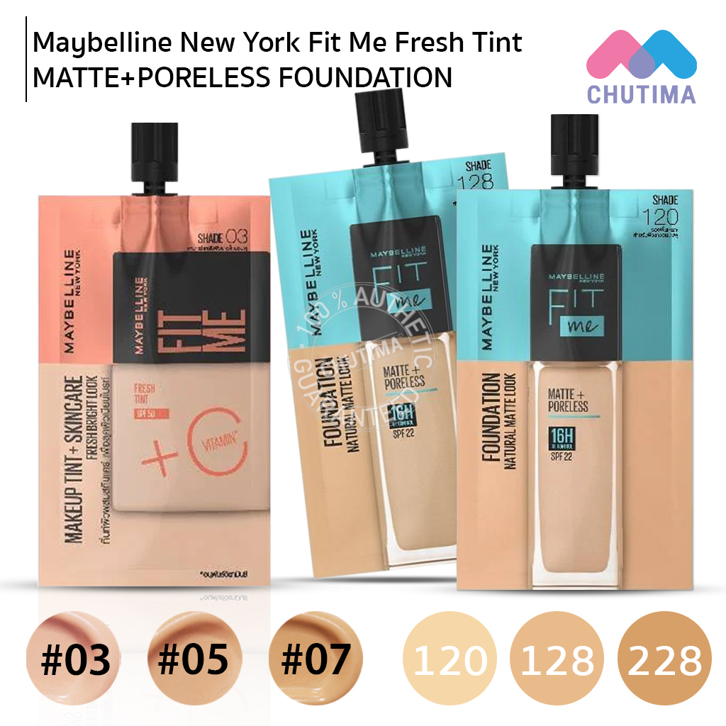 (Sachet) MAYBELLINE Fitme Foundation 5 ml. Fit Me Matte + Poreless ...
