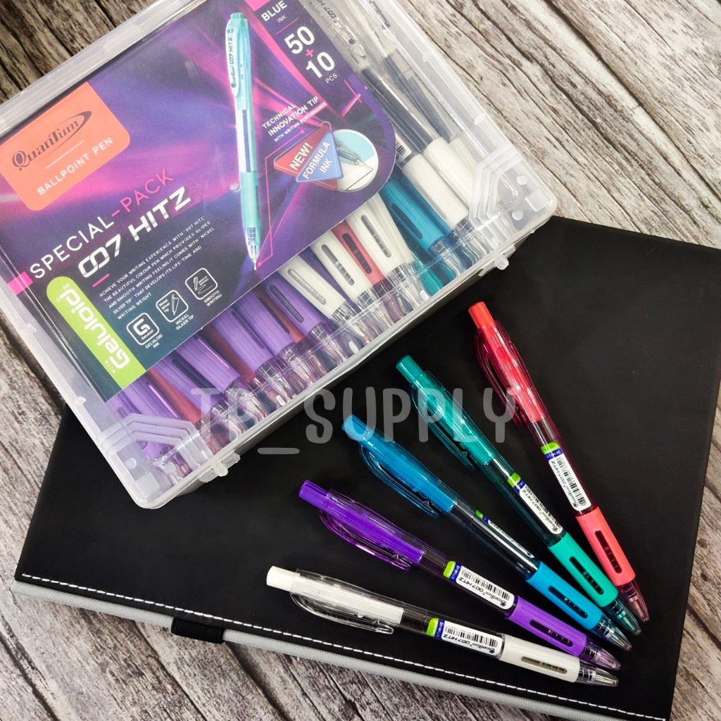 0.7mm Ball Penquantum 007 HITZ Blue Pen 50 Press Pens 10 Pcs.!! In A ...