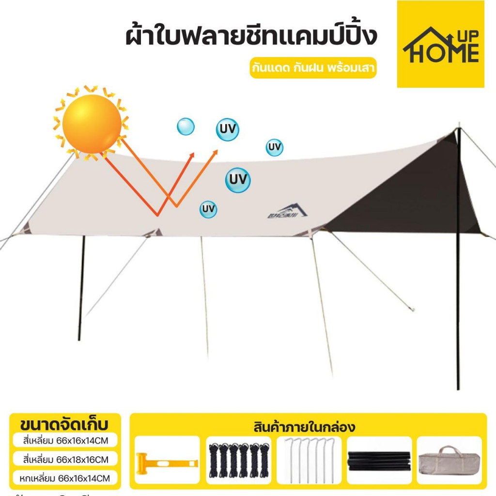 Sunscreen Tarp Fly Sheet Camping Tent Sun Shade/HomeUP | Shopee Philippines