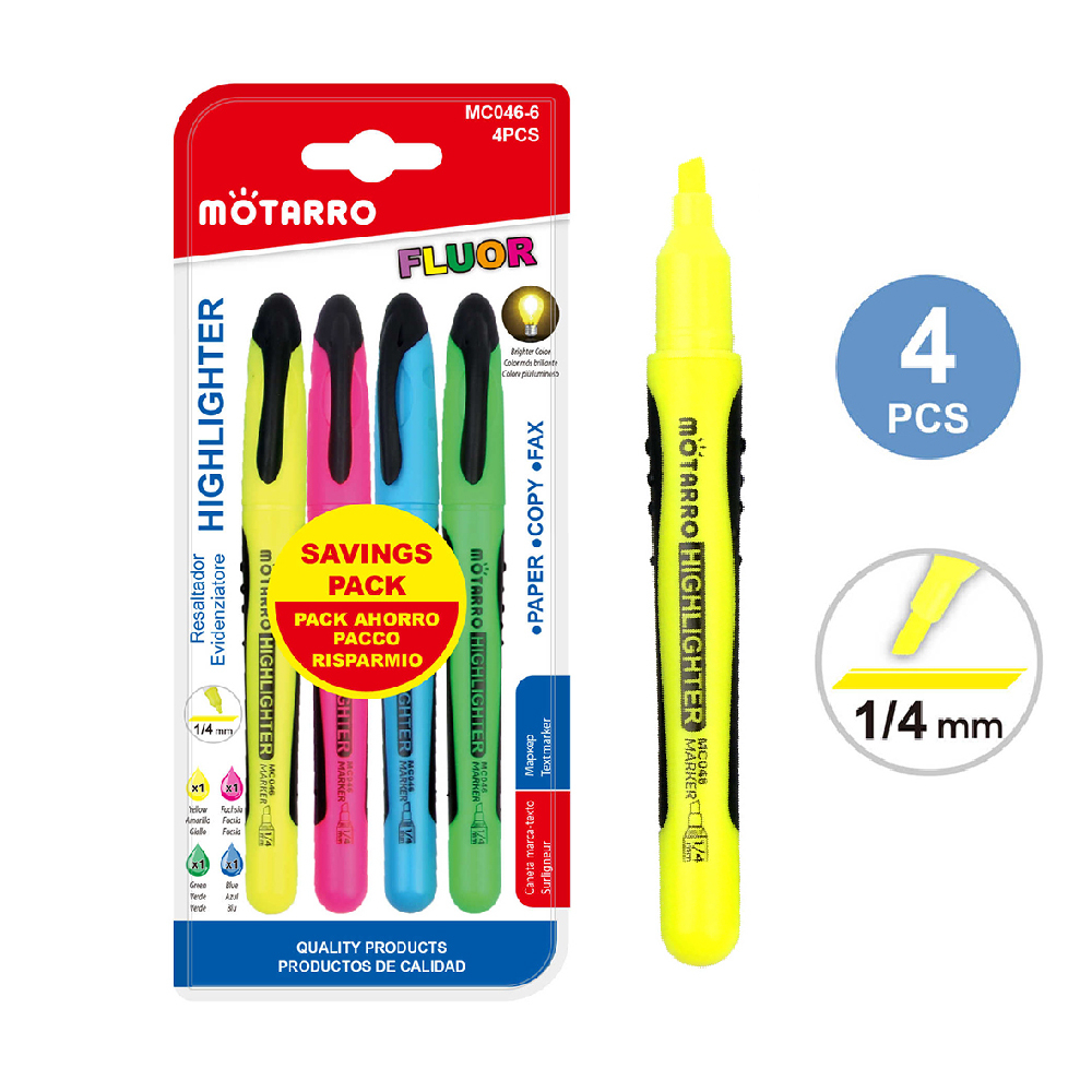 HIGHLIGHTER Pen MOTARRO Model MC046-6 Pack Of 4 Colors | Shopee Philippines