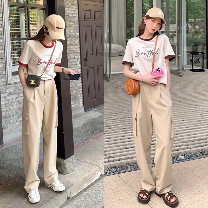 Keltis Cream-Colored Cargo Pants Heavy Fabric Beautiful Drape | Shopee ...