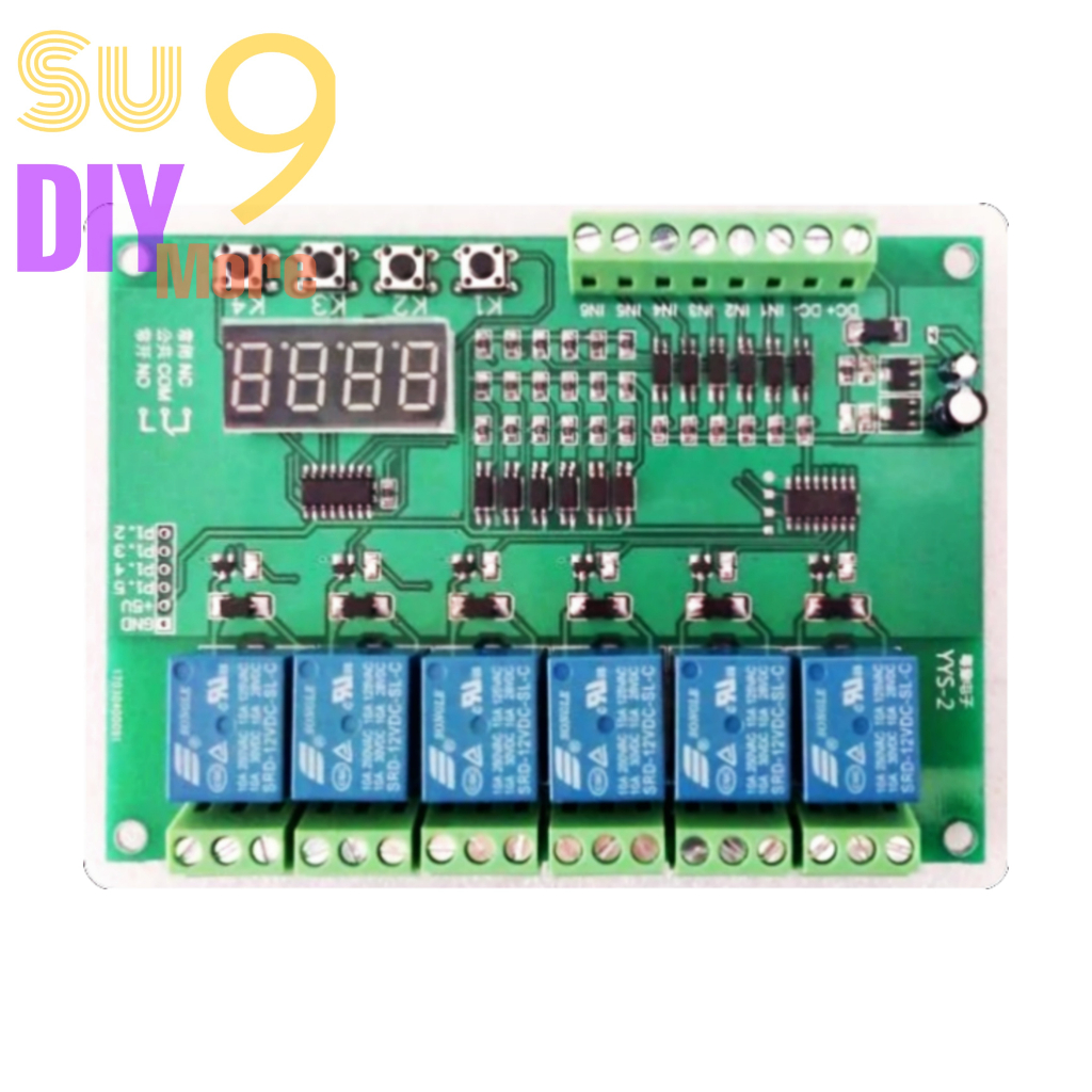 6 way programmable relay module MCU development delay/self-locking/jog/interlock switch | Shopee ...