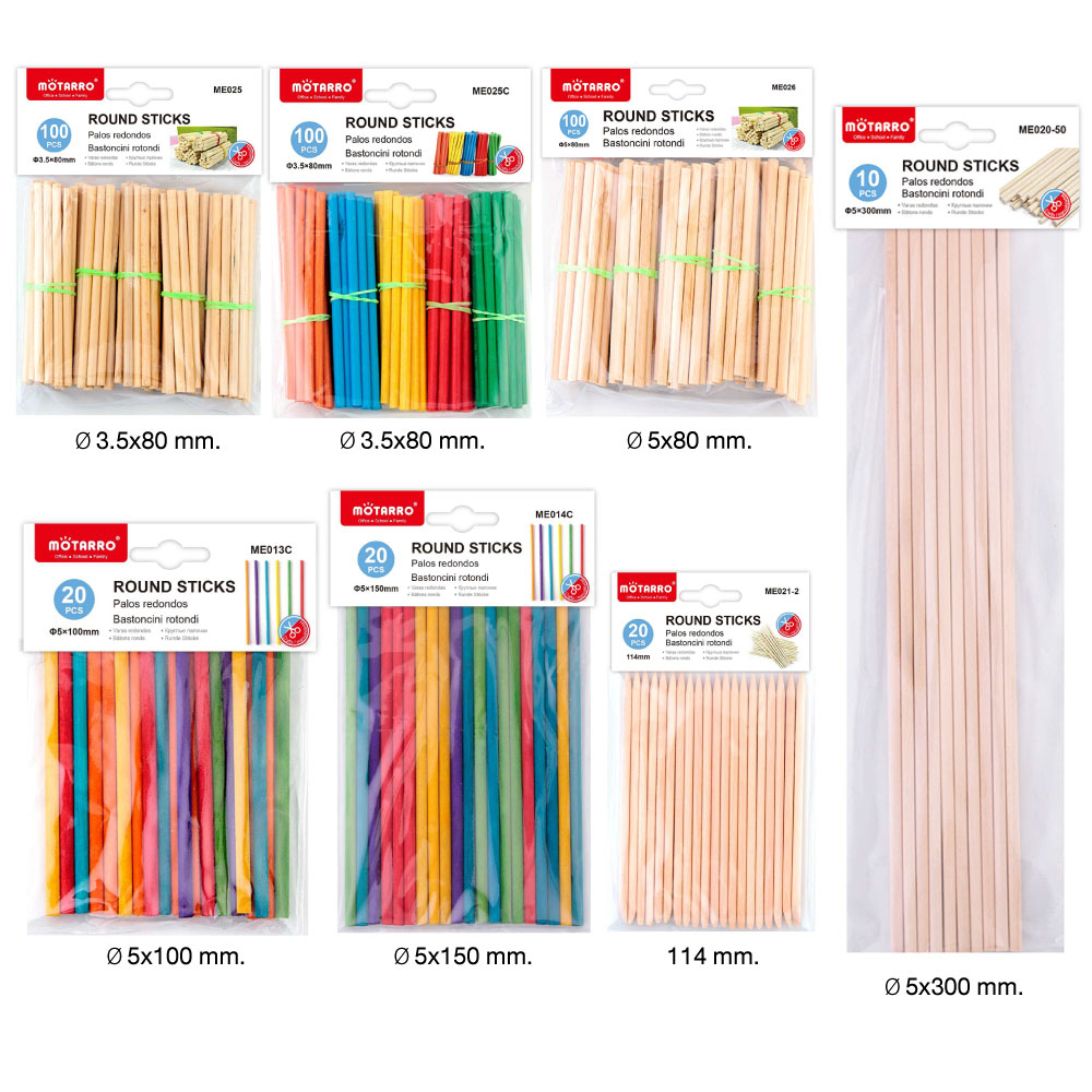 MOTARRO Wooden Stick Round Sticks Artificial Wood Natural Color Mixed ...
