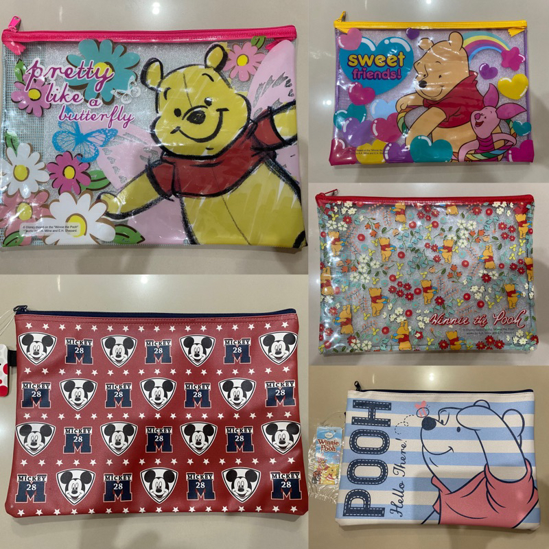 A4 Size Zipper Bag Cartoon Pooh/Mickey Mouse Disney Zip File Folder ...