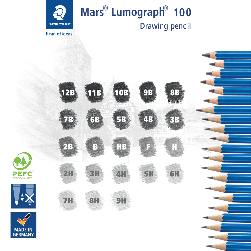Staedtler Model Mars Lumograph 100 Drawing Pencil All Intensity ...