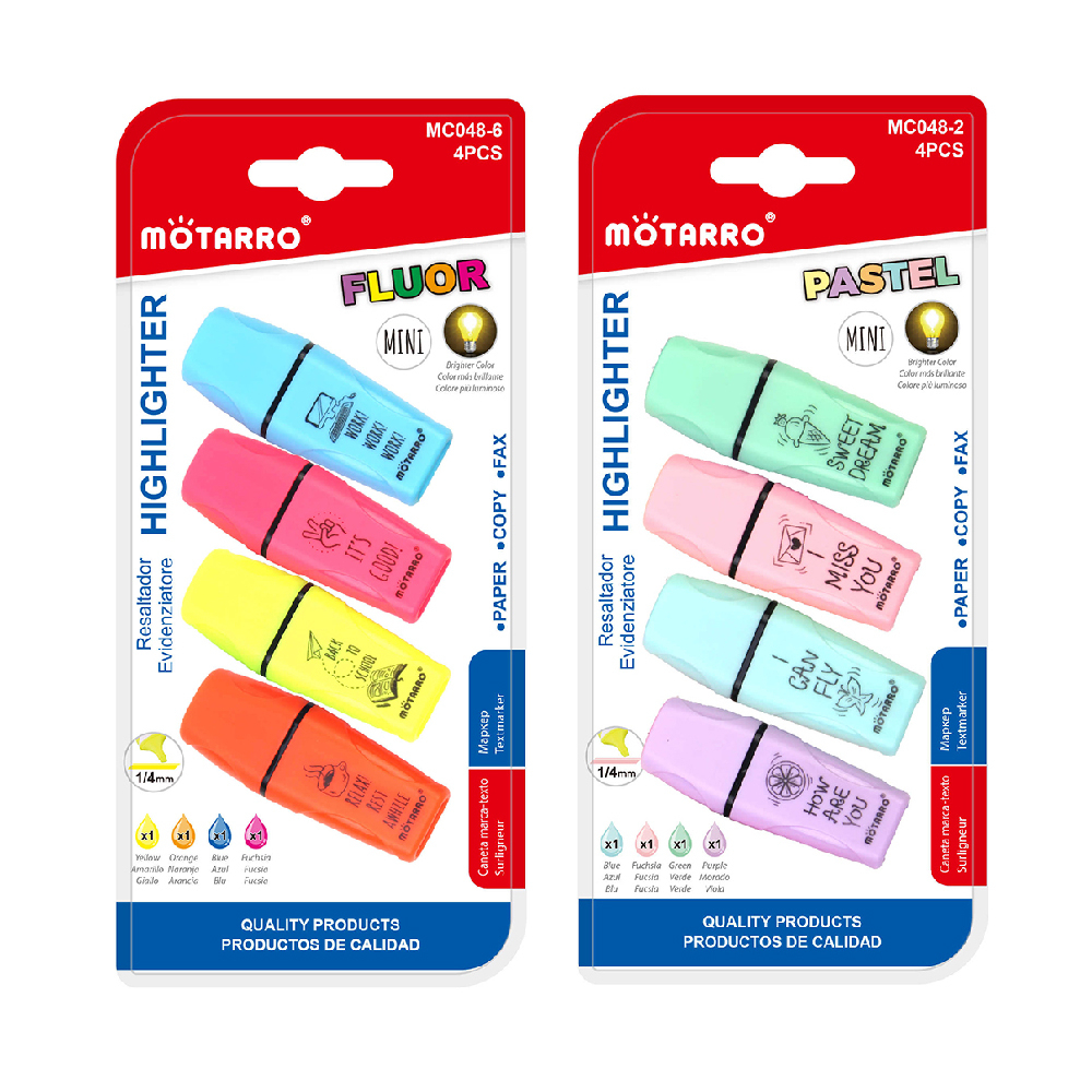 HIGHLIGHTER Pen MOTARRO Neon Color Model MC048-6 Pastel MC048-2 Pack 4 Colors | Shopee Philippines