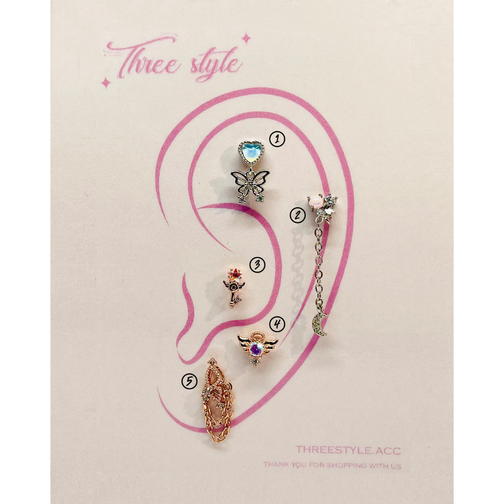 Korean Ear Jewels Imported Real Silver (Set 64) (Sensitive Skin Can ...