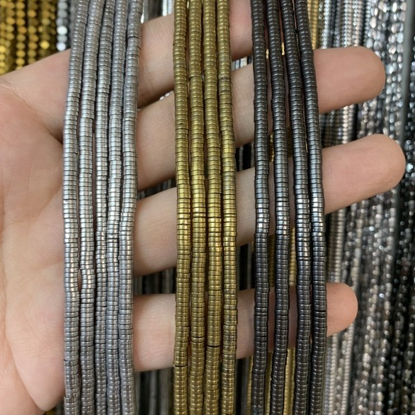 Hemathide Hematite/Pyrite Long Line Flat Round Shape 3 Mm. | Shopee ...