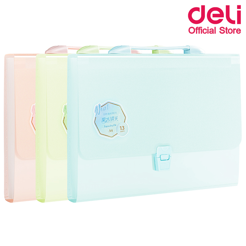 Deli PM306 Expanding File PVC Document Bag A4 Size Pastel Color With 13 ...