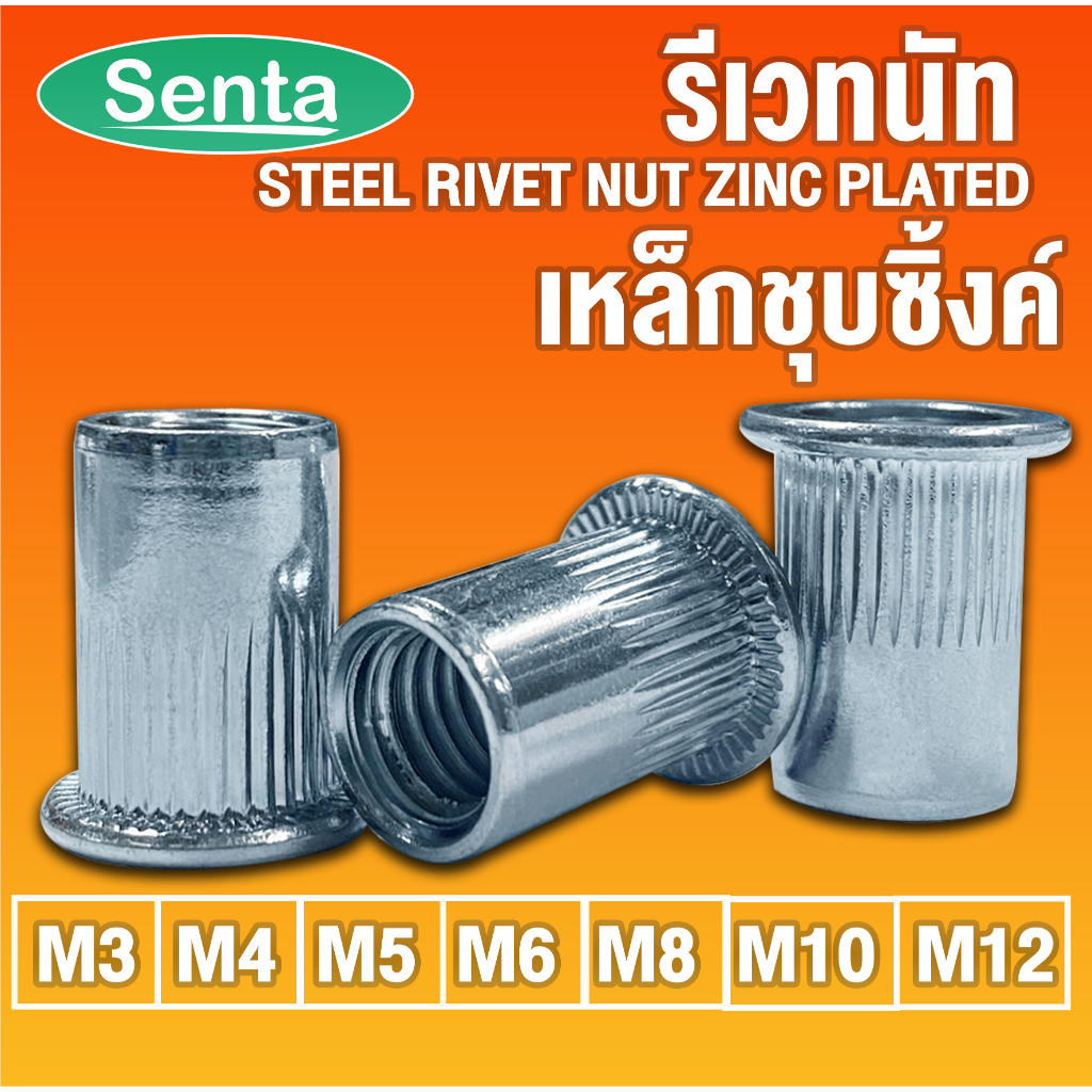 RIVET NUT STEEL Sink PLATED M3 M4 M5 M6 M8 M10 M12 For Screw (STEEL ZINC PLATED) | Shopee ...