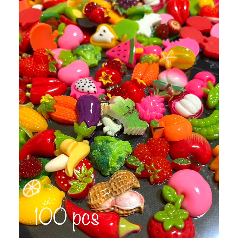 DIY Resin Fruits And Vegetables Assorted Patterns 100 Pieces Per Bag ...