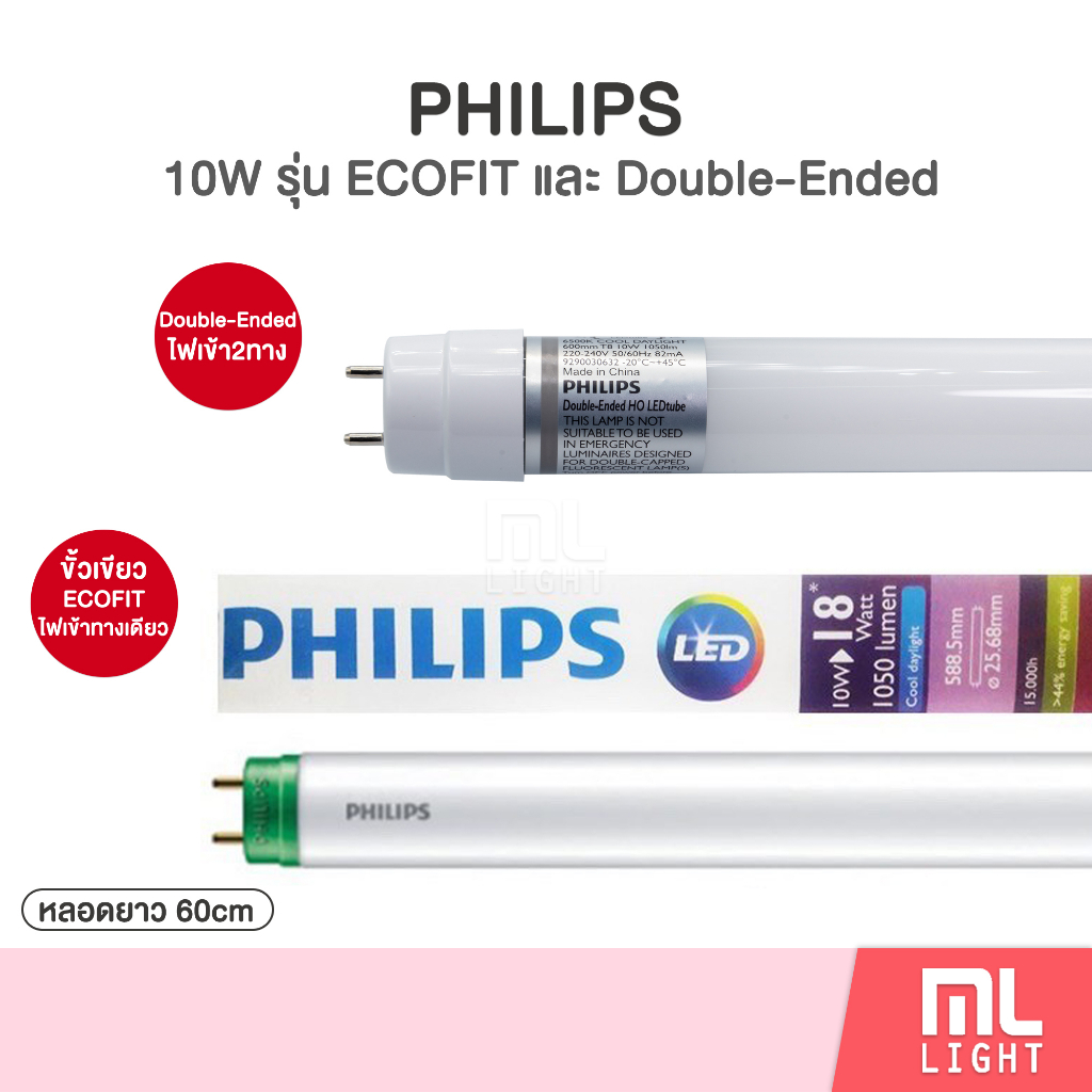 Philips 10W Fluorescent Lamp 60cm Ecofit 10 Watt Green Terminal One Way ...