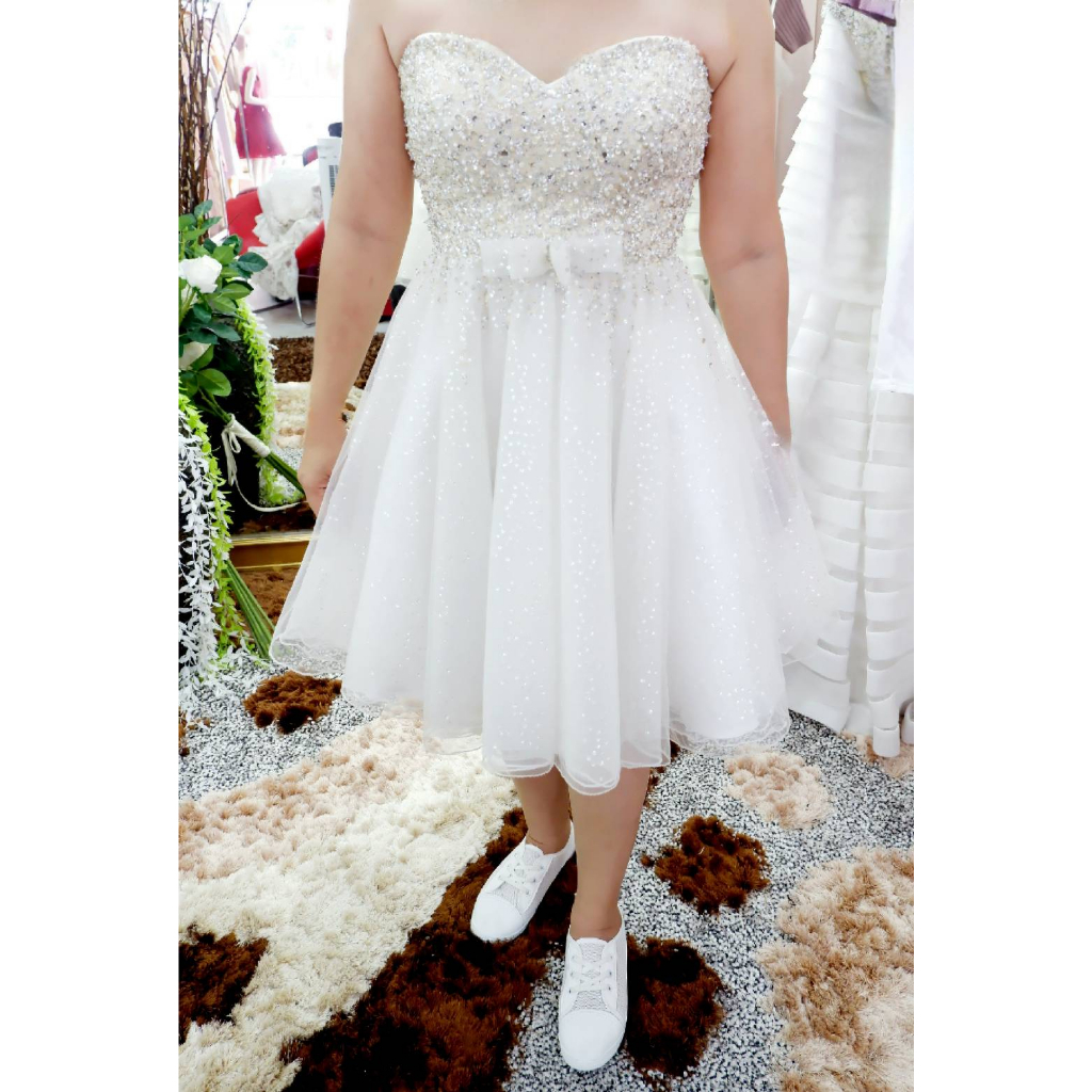 C161 Second-Hand Wedding Dress Good Condition (Short Set) | Shopee ...