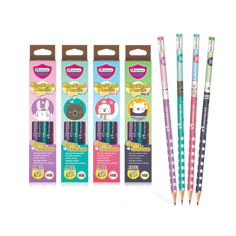 Master Art Pencil Black HB Wood No.2 Fancy Pattern 12 Pcs (1 Box ...