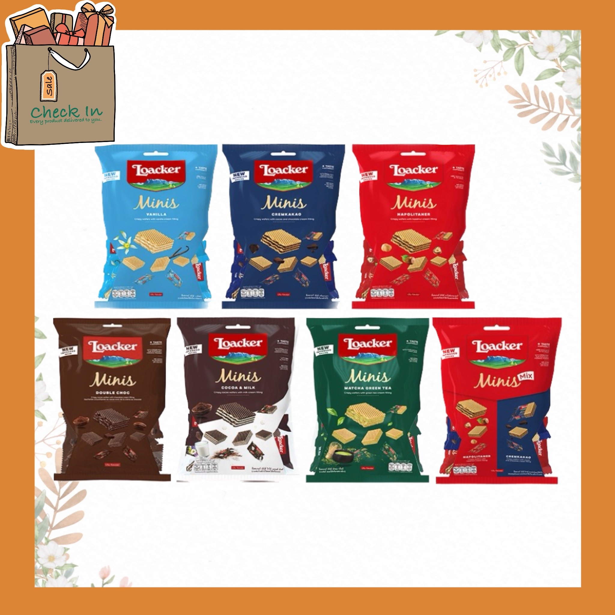 Loacker Mini Wafer Locker 80 G. 7 Flavors (Vanilla/Chocolate/Hersenant ...