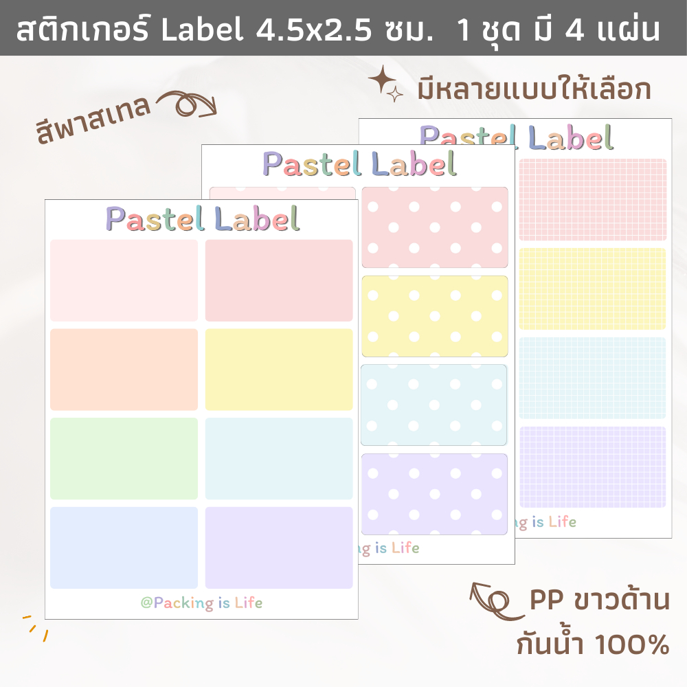 (1 Set Has 4 Sheets) Pastel Label sticker PP White Matt Paper ...