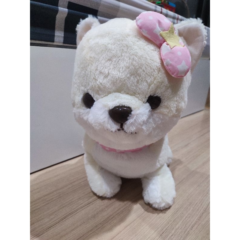 Cream Colored Shiba Dog Doll Pink Bow Big size About 16 Inches Tall ...