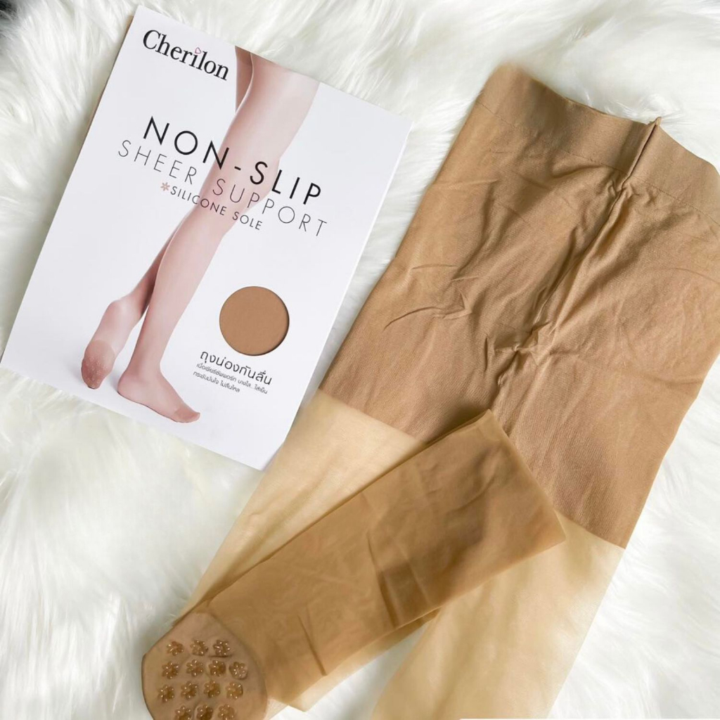 CHERILON Cherry Nylon Full Body Stockings NON-SLIP Silicone Sheer Texture Support Smooth Soft ...