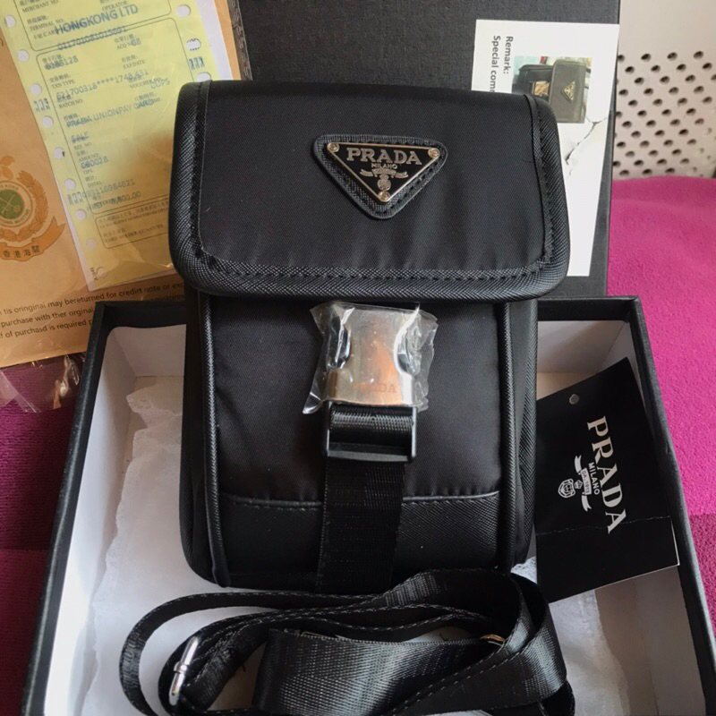 Prada Phone Bag Black Nylon Fabric. | Shopee Philippines