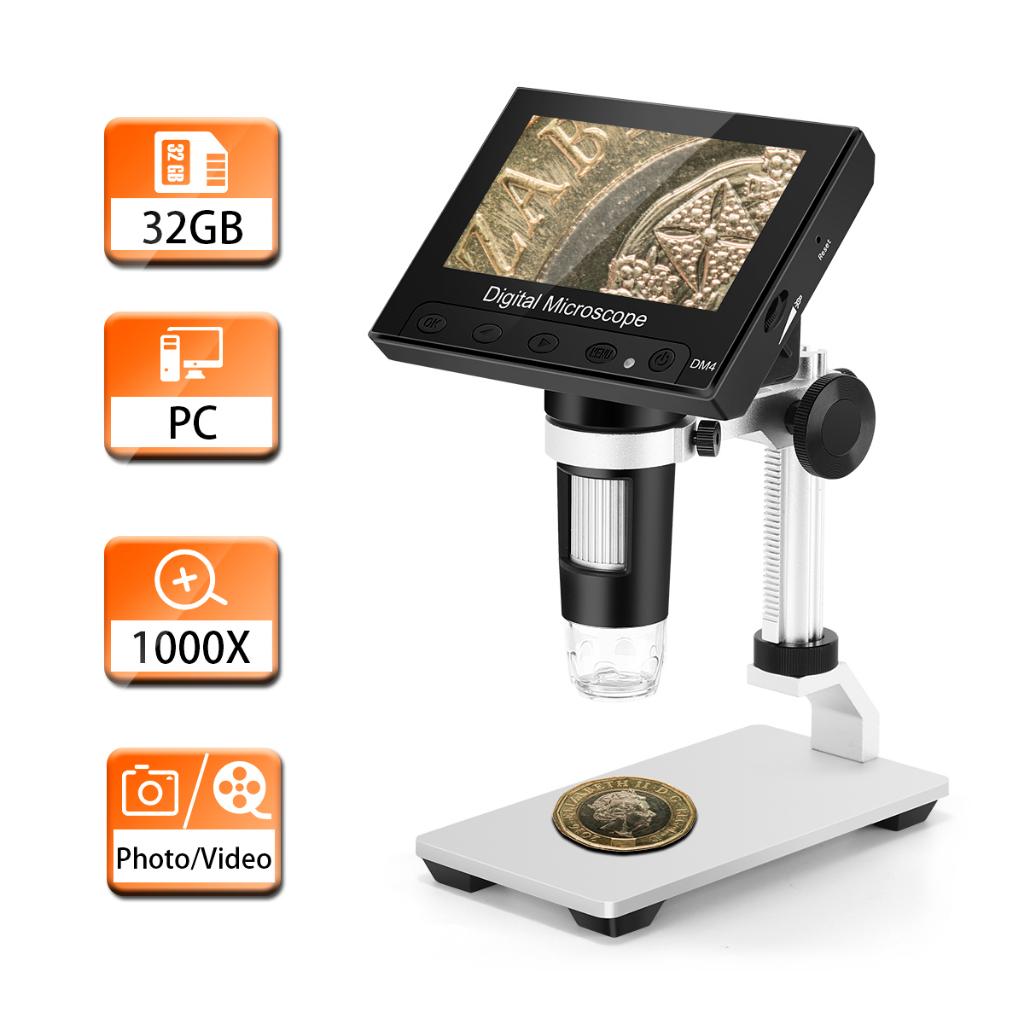 Tomlov LCD Digital Microscope, TOMLOV 4.3 Inch FHD 1080P Portable ...