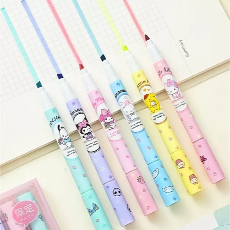 Hi-light Pen Sanrio Pattern Set Of 6 Bars And 12 Unique Design ...