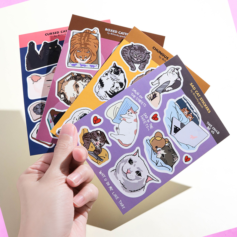 Sticker Sheet Die Cut Waterproof Multiple Cat Pattern Funny Stop Mean ...