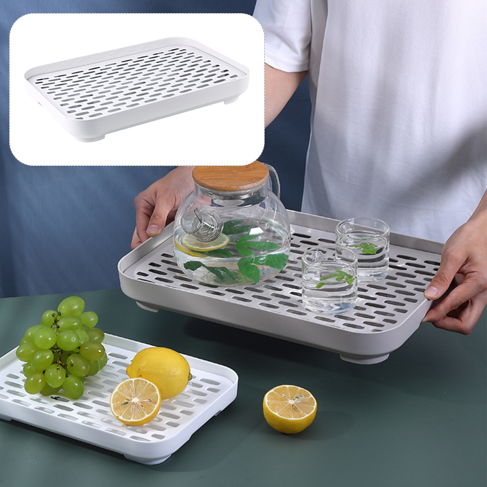 Glass Tray With Water Rack Fruit Rectangular Tray(35*24*5cm) | Shopee ...