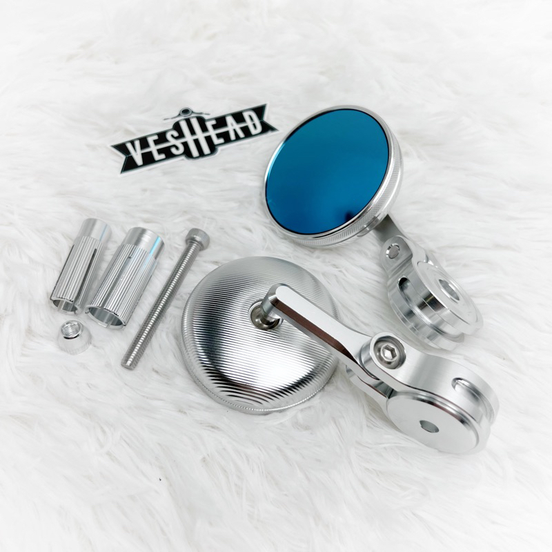 CNC Aluminum Handlebar End Mirror For Vespa & Lambretta Blue Lens Glare ...