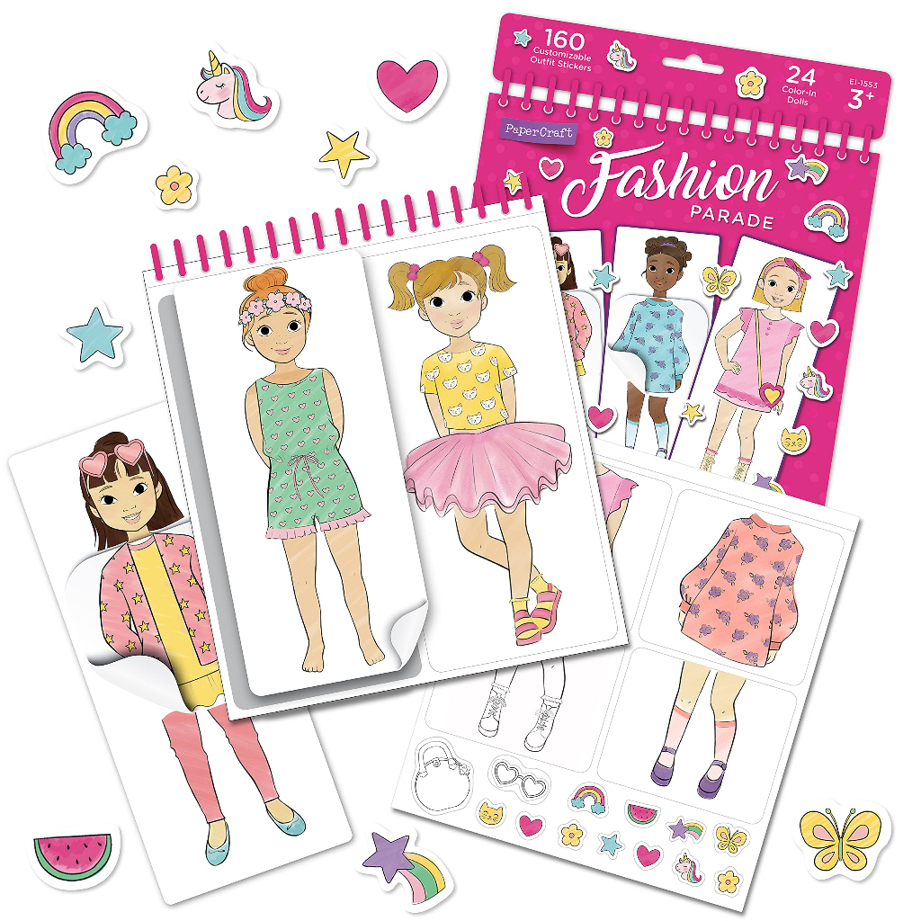 PaperCraft Fashion Parade Dress Up Dolls. Drawing And Painting Enhance ...
