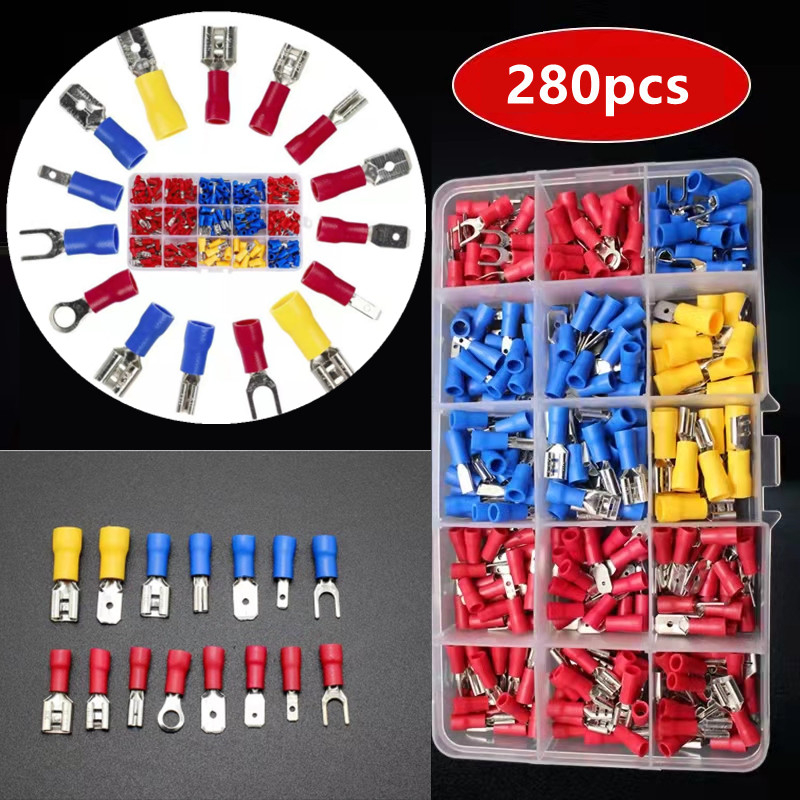 AKK-Assorted 280pcs Assorted Crimp Spade Terminal Insulated Electrical ...
