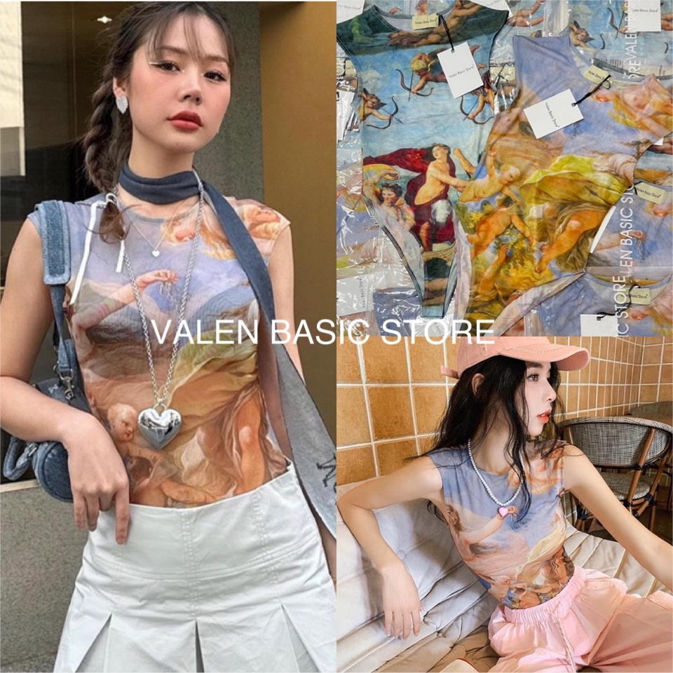 ZR bodysuit •Sleeveless Mesh Fabric See-Through Girl Style Y2K TAG: valen basic store | Shopee ...