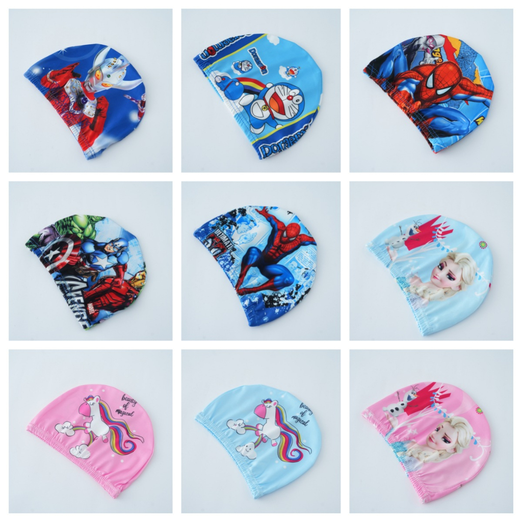 Baby's home Children's Swimming Cap Cartoon Spider Man Iron | Shopee ...