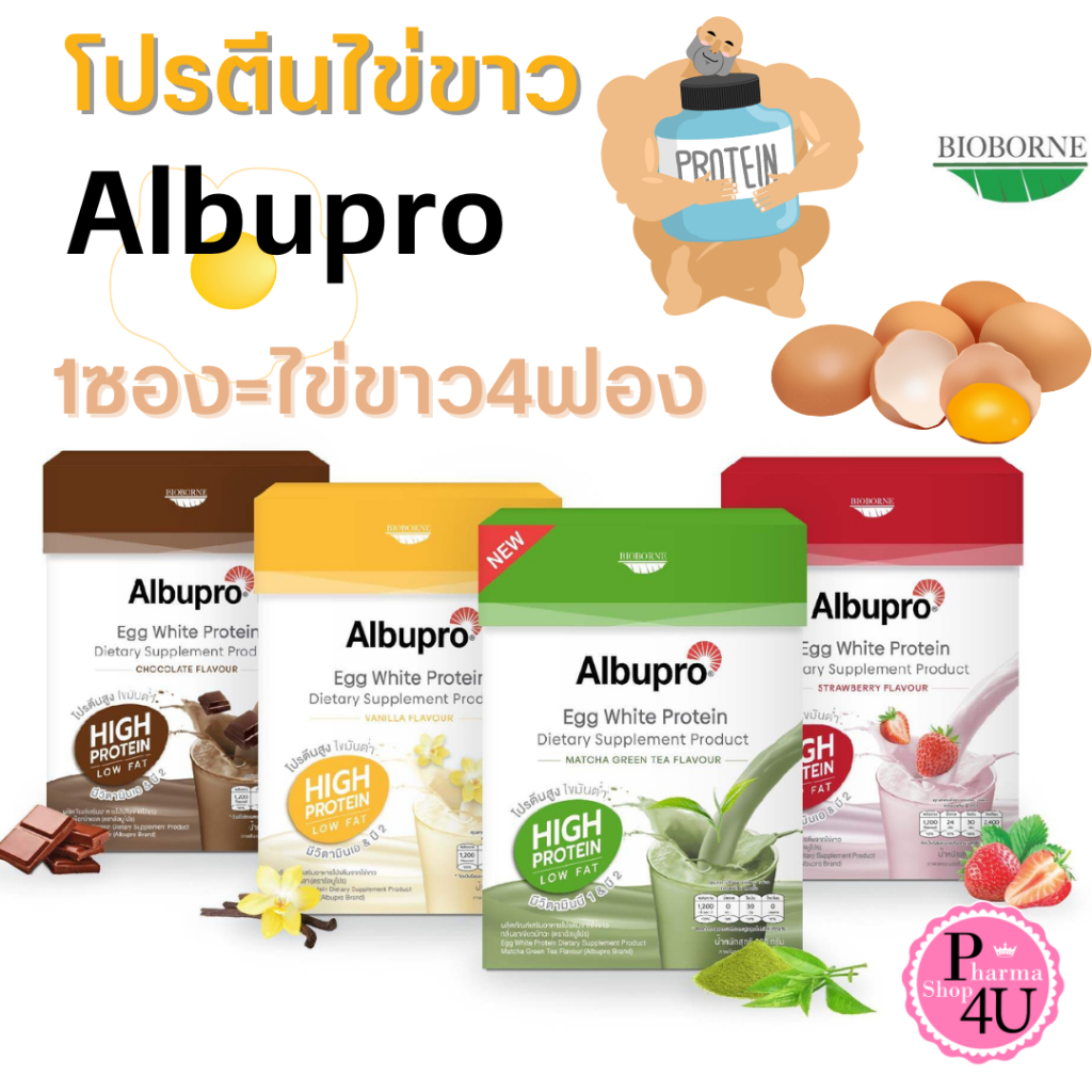 BIOBORNE Albupro 300g.(12 Sachets) Egg White Protein Contains That ...
