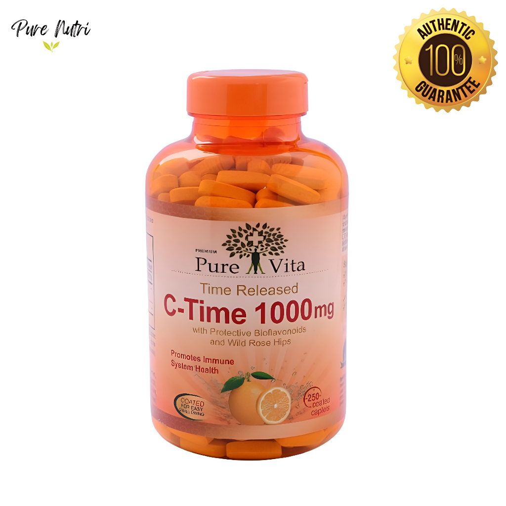 Pure Vita Vitamin C Time Release 1000mg For Health Clear Skin Long ...