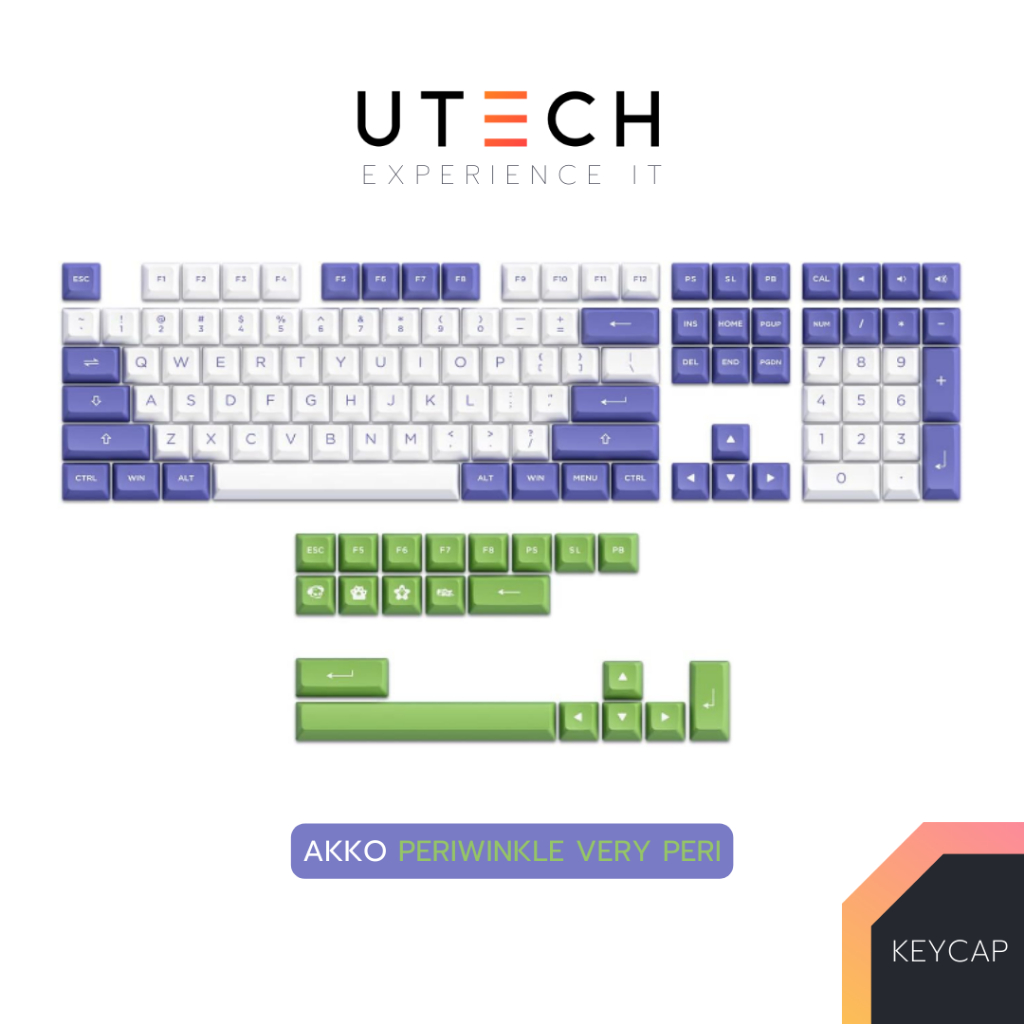 Akko PBT Keycaps-Periwinkle Very Peri 197 Keys ASA profile For ...