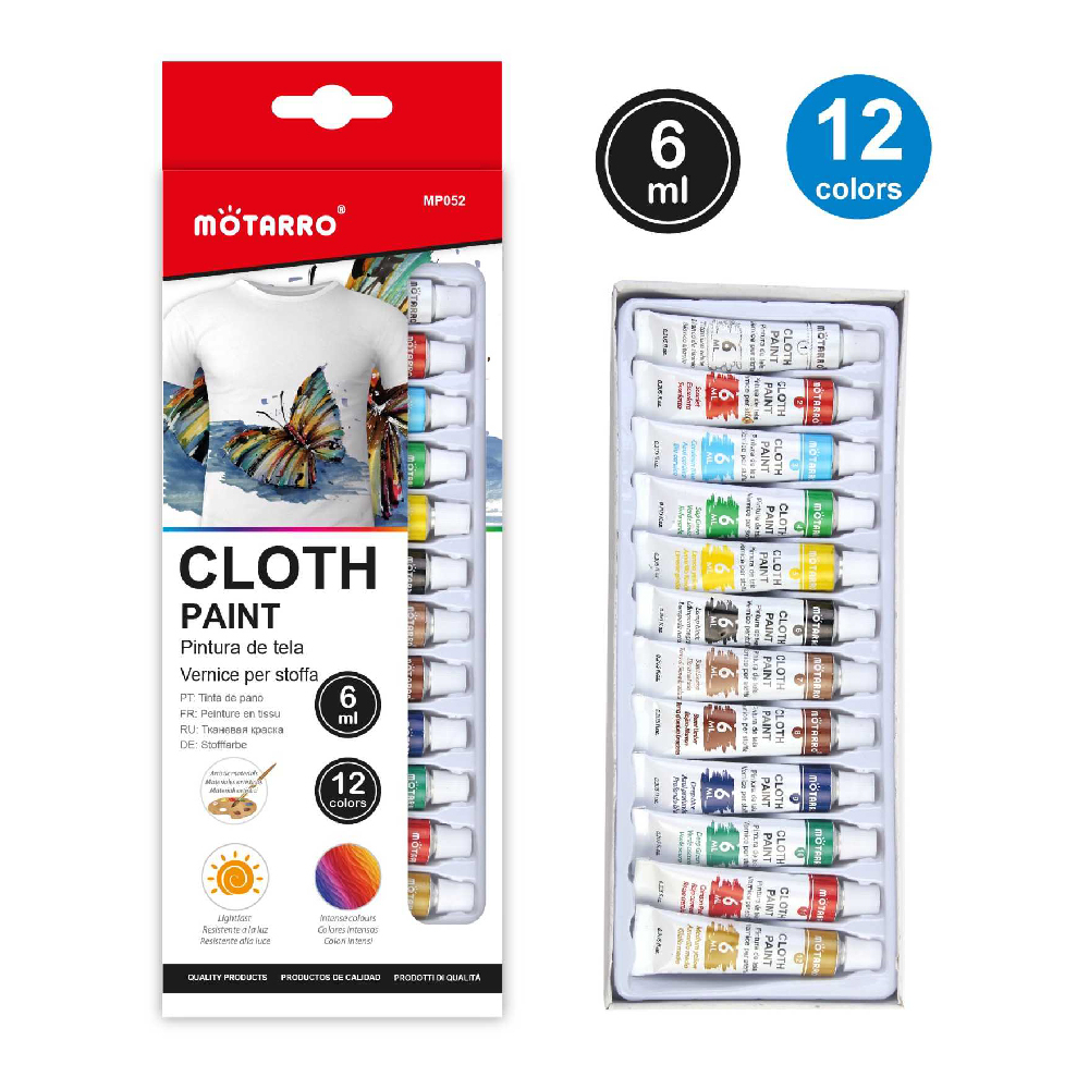 Cloth Paint Clothes Color MOTARRO Set Of 12 Colors (6 ml 12 ml ...