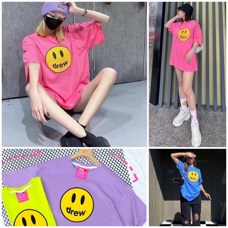 T-Shirt With Smiling Face oversize Label so cute Chest 44 "Long 28 ...