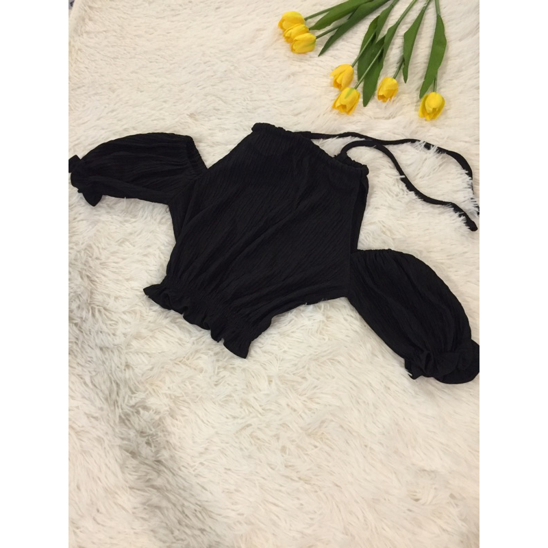 2nd Hand Off Shoulder Shirt Black | Shopee Philippines