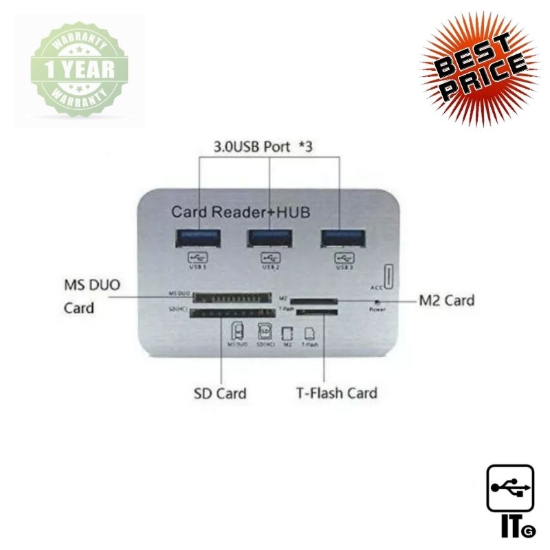 3 Port USB HUB v3.0 + Card Reader MAGIC TECH MT-20 (White) And 1Y Warranty | Shopee Philippines