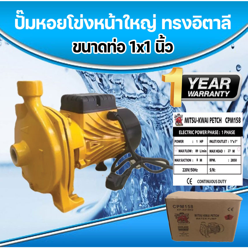 Buffalo Diamond Centrifugal Pump Large Face Italian Style Pipe Size 1x1 ...