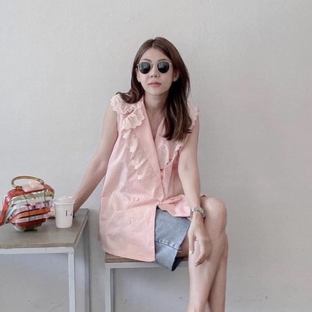 Ruffle Collar Sleeveless Top | Shopee Philippines