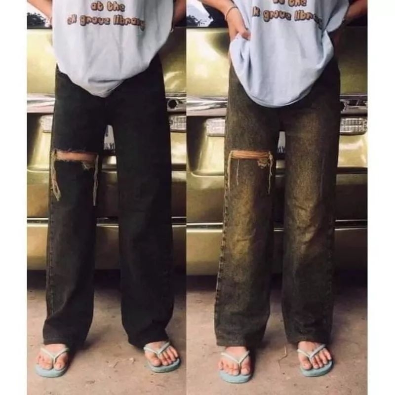 Rust-Colored Jeans Vintage Work Torn Straight Female And Male Can Wear ...