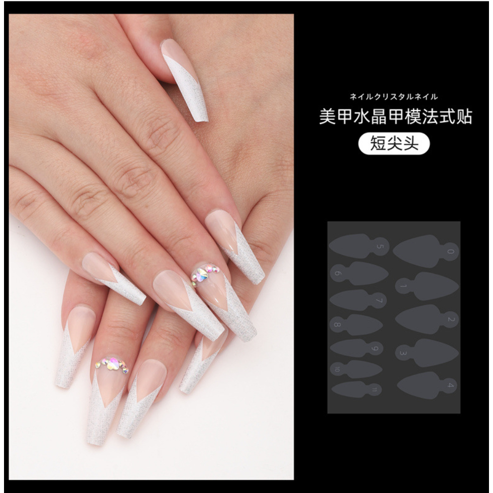 French Dual Style Fake Nail Extension Stickers False Glue Silicone ...