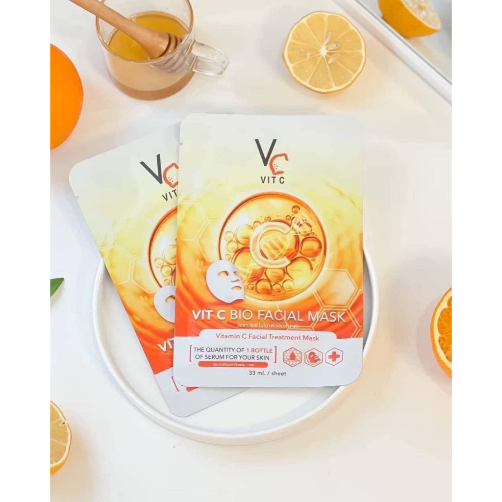 VC Vit c bio facial mask Nong Chat Mark Whit Korea 33 ml Ratcha 1 Box ...